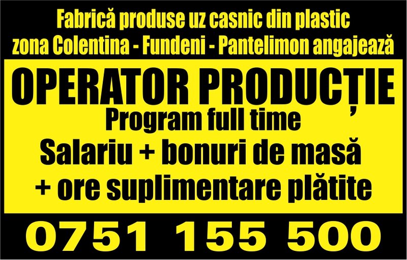 Angajare Operator productie pt Fabrica produse uz casnic din pl ...