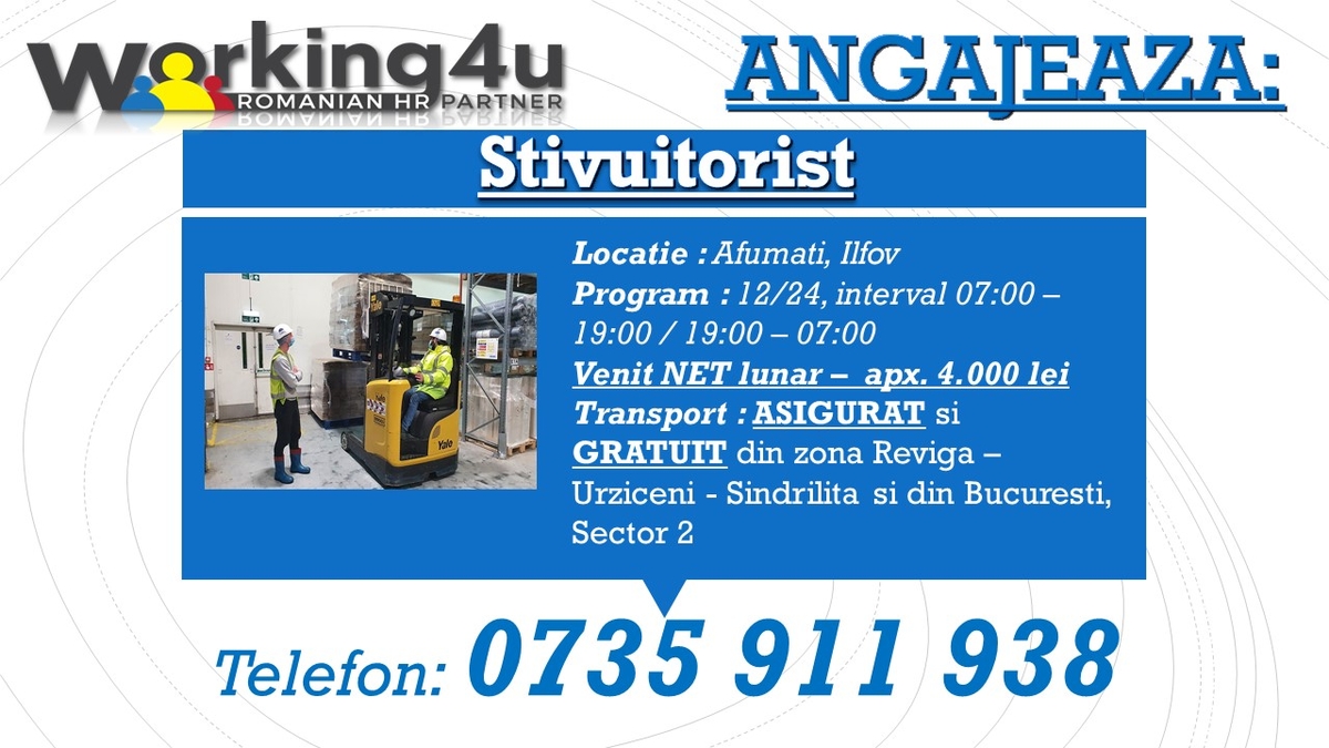Angajare Stivuitorist zona Afumati Pentru clientul nostru de dis - anuntul.ro